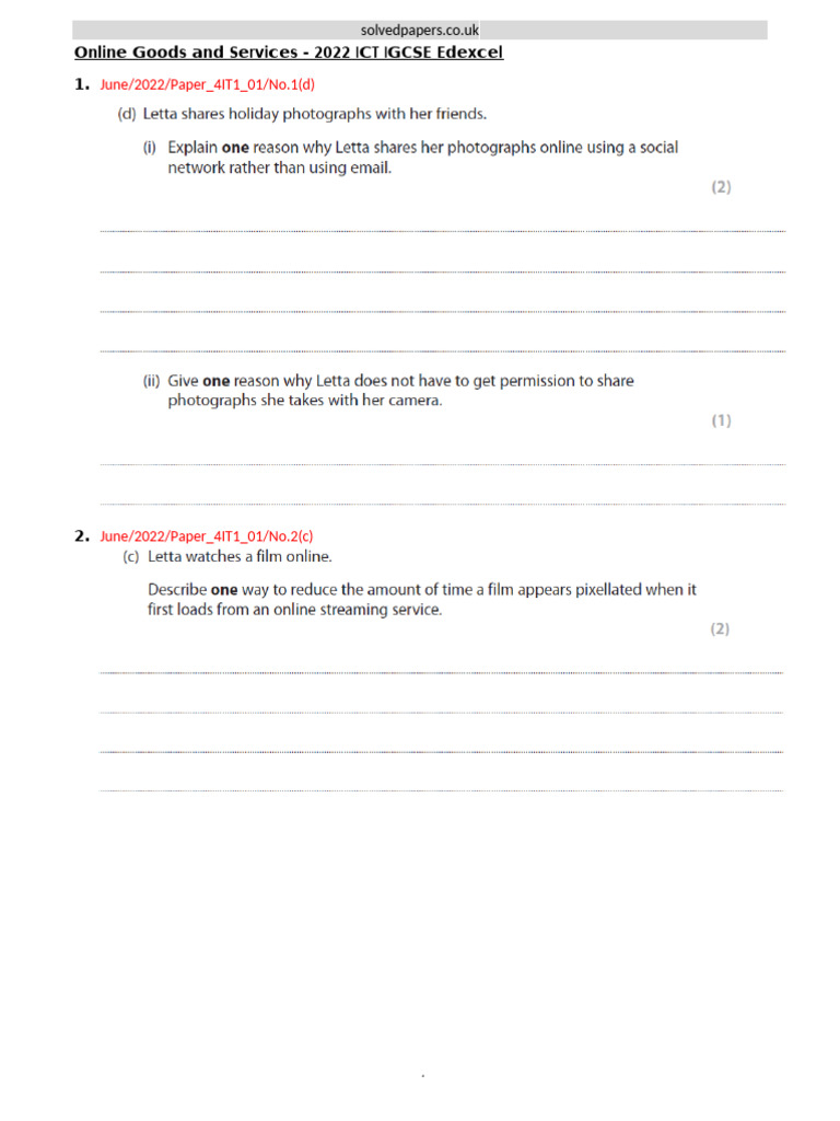 2022 ICT GCSE Exam Solutions | PDF