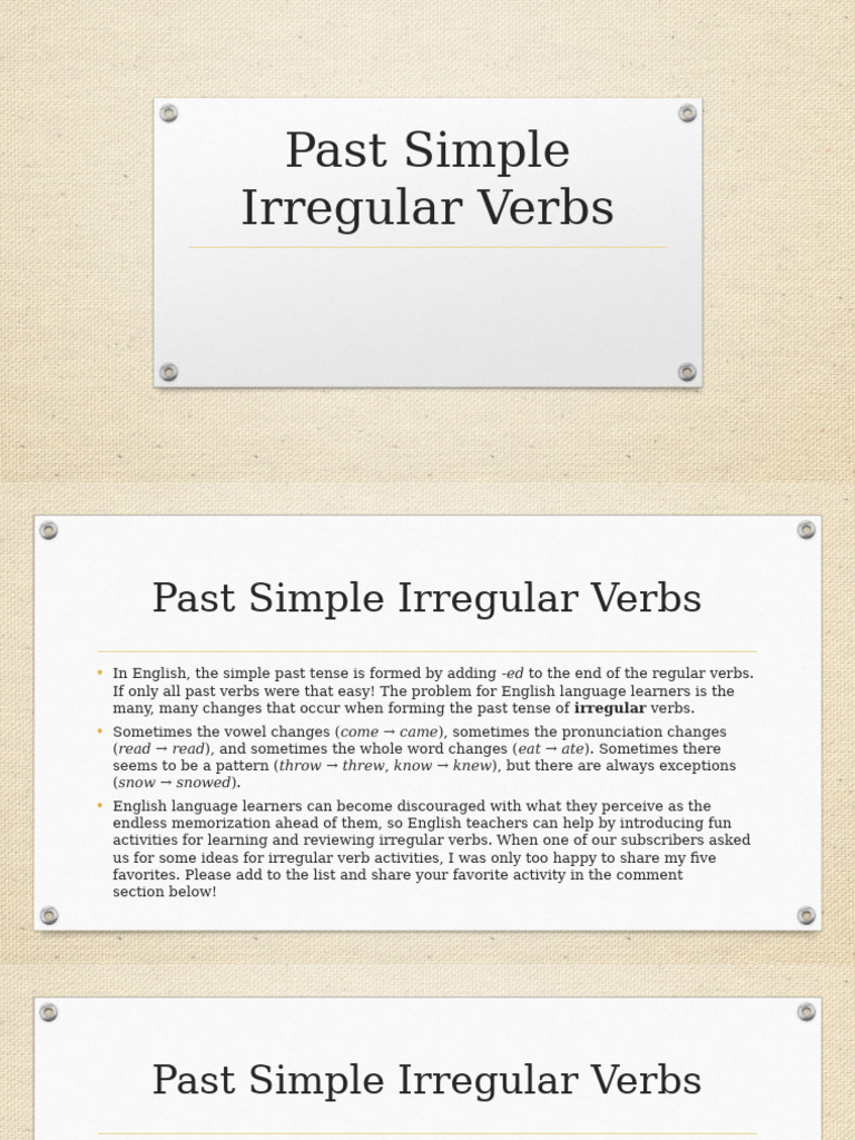 Past Simple Irregular Verbs | PDF | English Language | Grammatical Tense