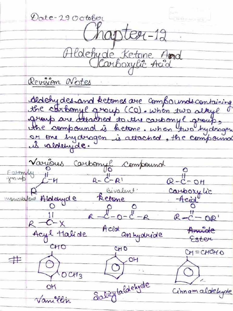 Class 12 Chemistry (Aldehydes, Ketones and Carboxylic Acids) | PDF