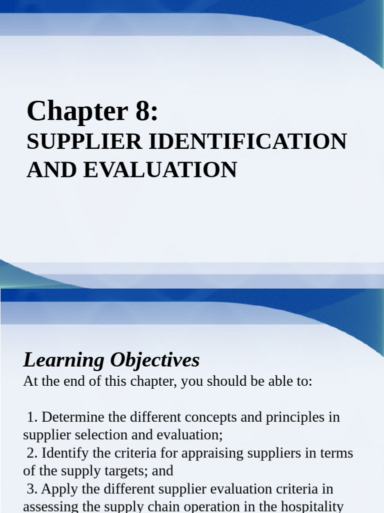 Supplier Identification and Evaluation Guide | PDF | Supply Chain ...