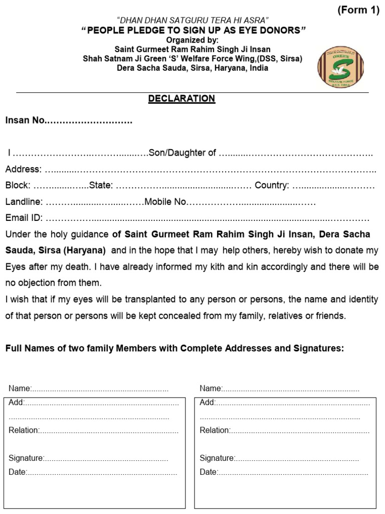 Welfare Pledge Forms | PDF
