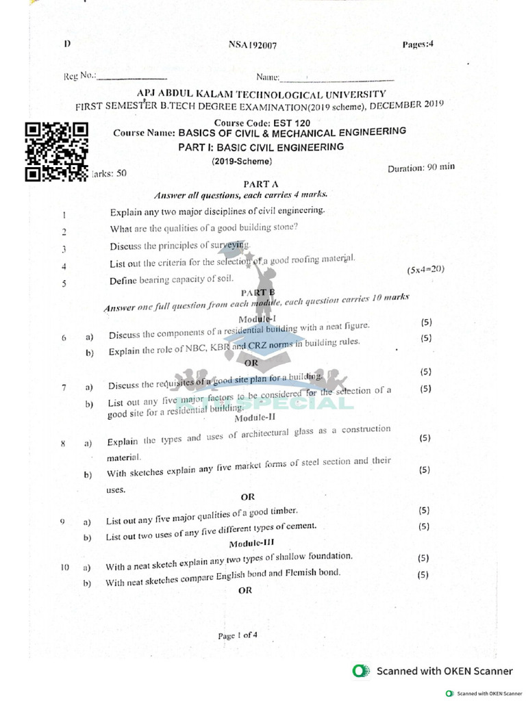 Bme & Bce Previous Year Important Questions | PDF