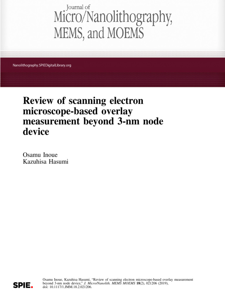 Review of Scanning Electron Microscope-Based Overlay Measurement Beyond 3-nm Node Device | PDF ...