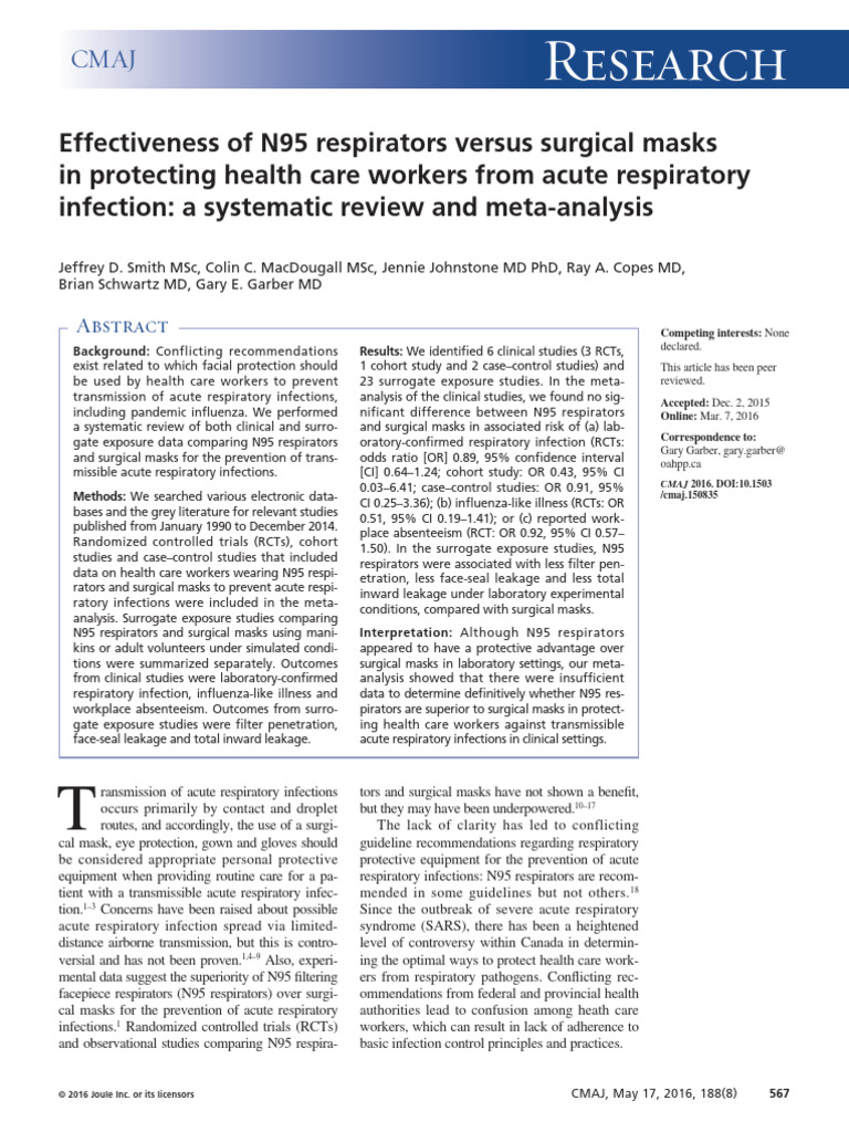n95-respirators-vs-surgical-masks | PDF | Randomized Controlled Trial | Influenza