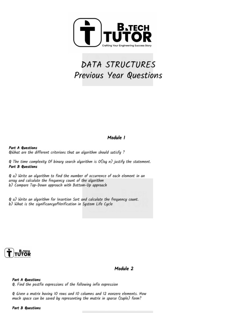 Data Structure Imp Previous Year QNS | PDF | Matrix (Mathematics) | Algorithms And Data Structures