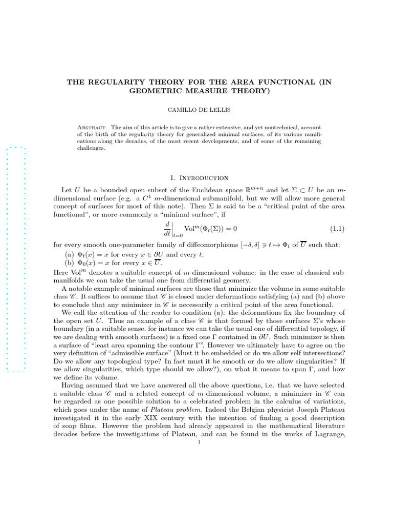 (Lelis) THE REGULARITY THEORY FOR THE AREA FUNCTIONAL (IN GEOMETRIC ...