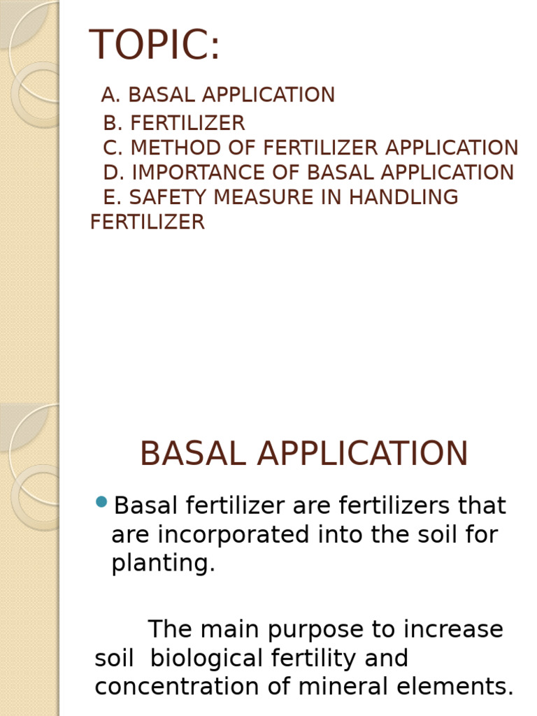 Basal Fertilizer Application Methods | PDF | Fertilizer | Soil