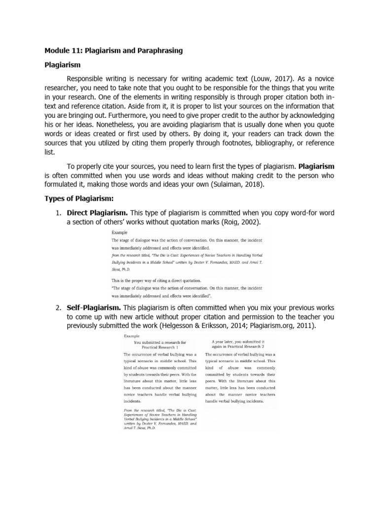 Plagiarism and Paraphrasing | PDF | Plagiarism | Citation