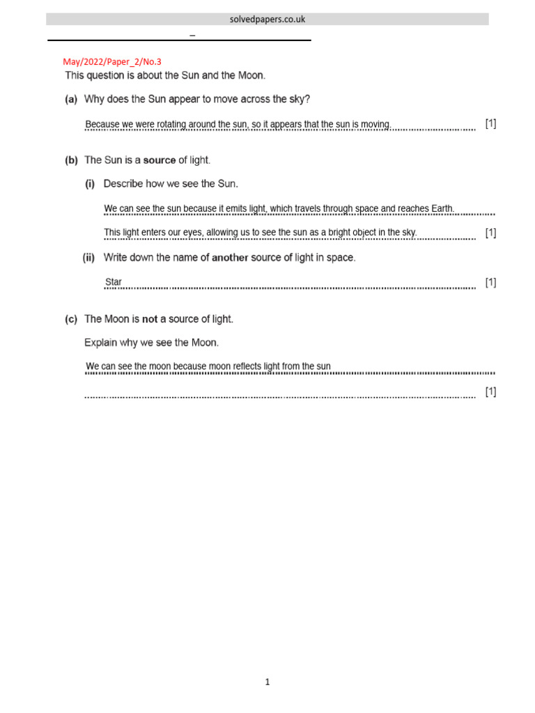 2022 17 The Earth and The Solar System Checkpoint Sec 1 Physics | PDF | Sun | Solar System