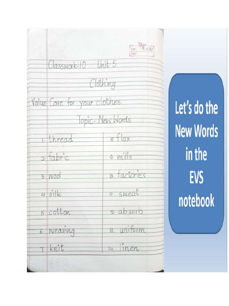 EVS New Words Unit-5 | PDF