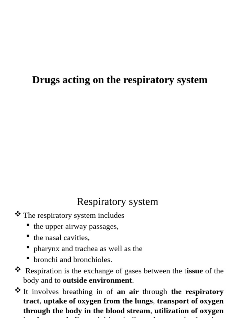Respiratory System Drug Overview | PDF | Respiratory Tract ...