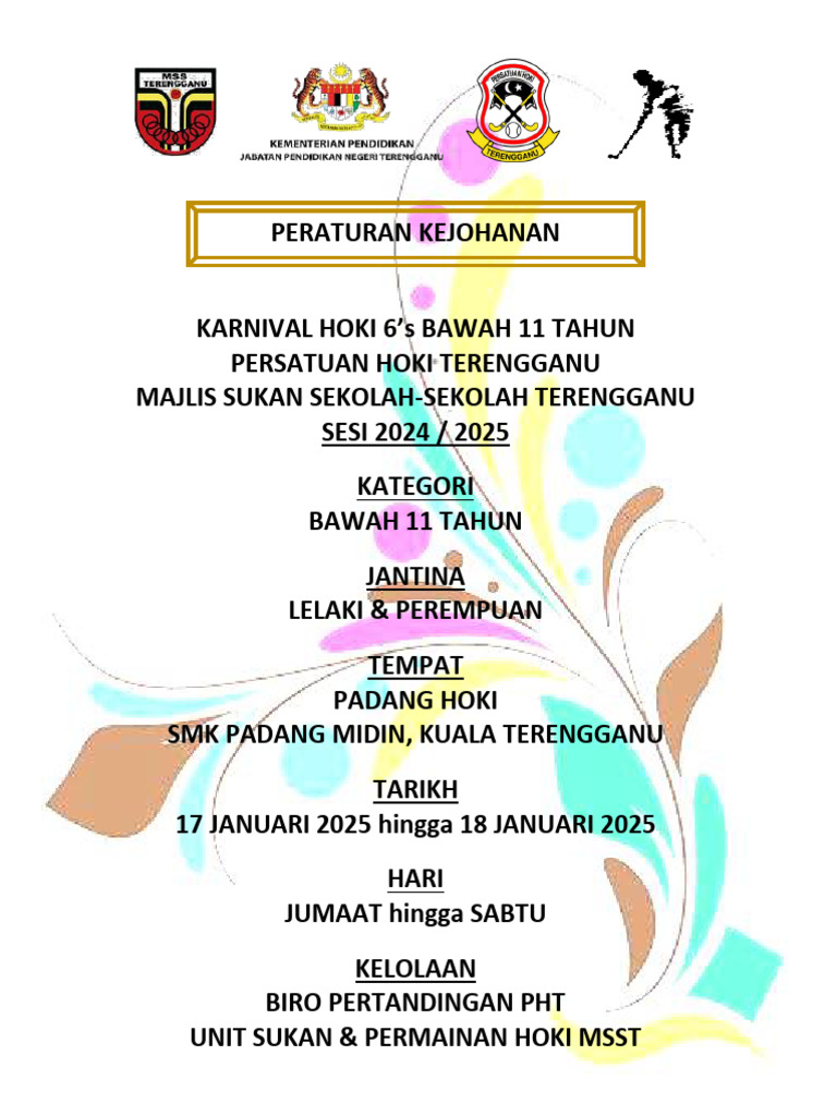 Kejuaraan Hoki 6's U11 Terengganu 2025 | PDF