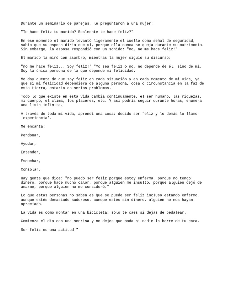 Cuento Breve Infelicidad | PDF