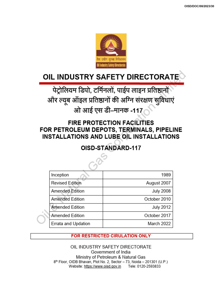 Oisd-Std-117 (2022) | PDF | Emergency