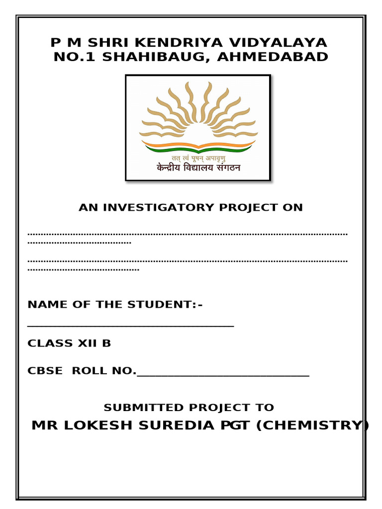 Cover Page Project File and Practical Record (1) | PDF | Education ...