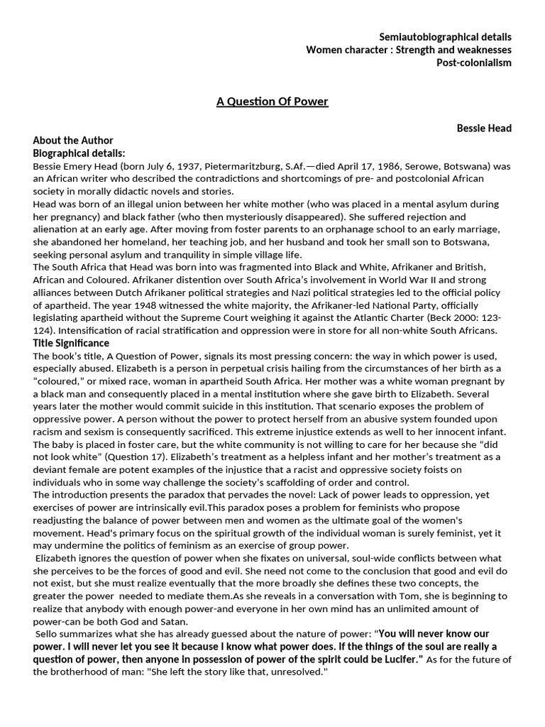 Qop Notes | PDF | Postcolonialism | Psychological Trauma