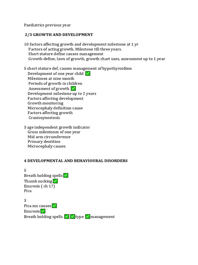 Paediatrics Pyq | PDF | Vaccines | Breast Milk