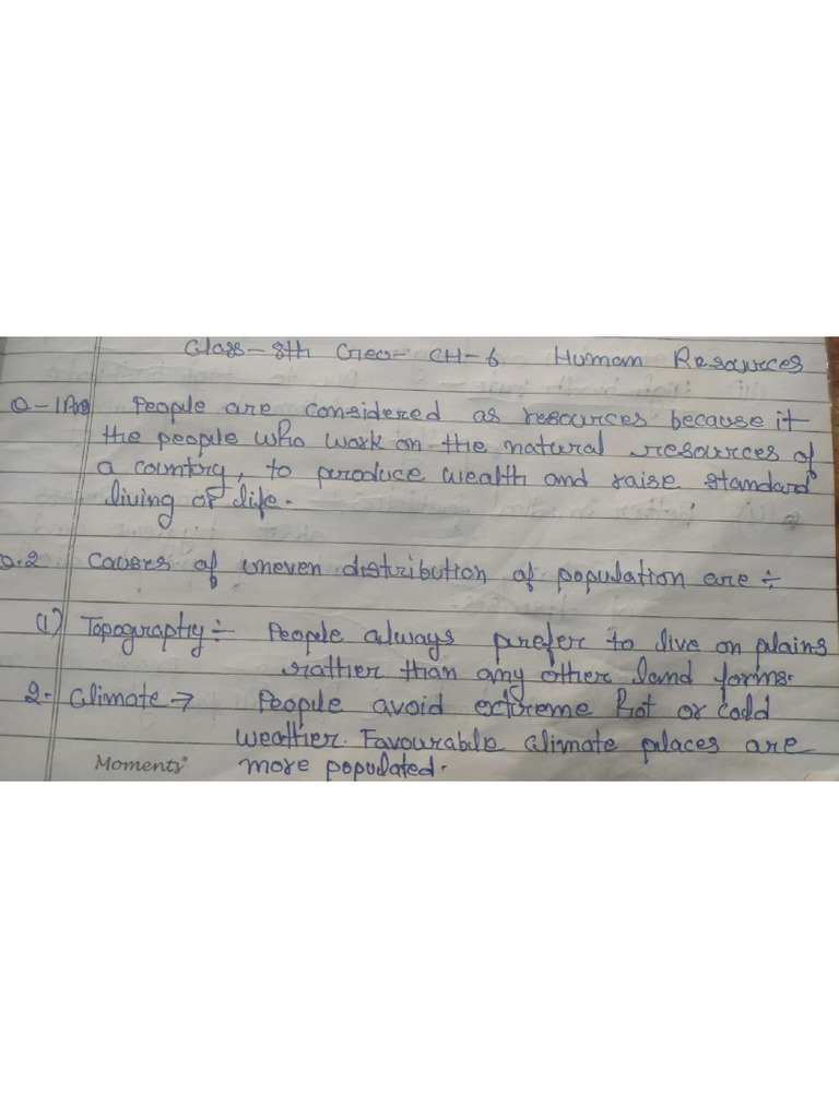8th Class Geography Chapter 6 Human Resources - 250104 - 094218 | PDF