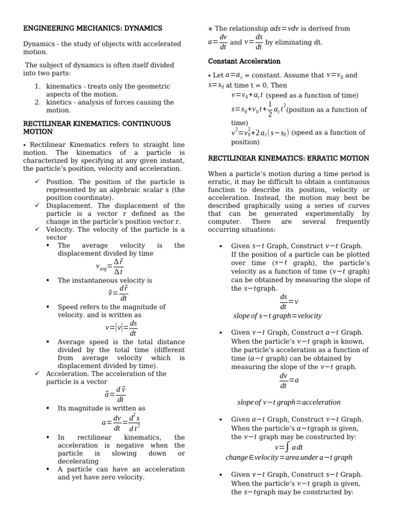 ENGINEERING MECHANICS - DYNAMICS (Kinematics) | PDF | Acceleration | Kinematics