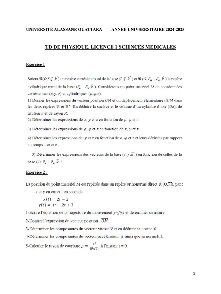 TD Physiques Sciences Medicales | PDF