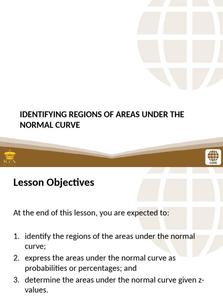 Unit II Lesson 3 Identifying Regions of Areas Under The Normal Curve ...