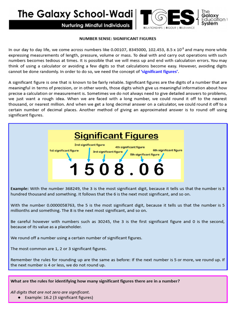 RM - Number Sense - Significant Figures | PDF | Significant Figures ...