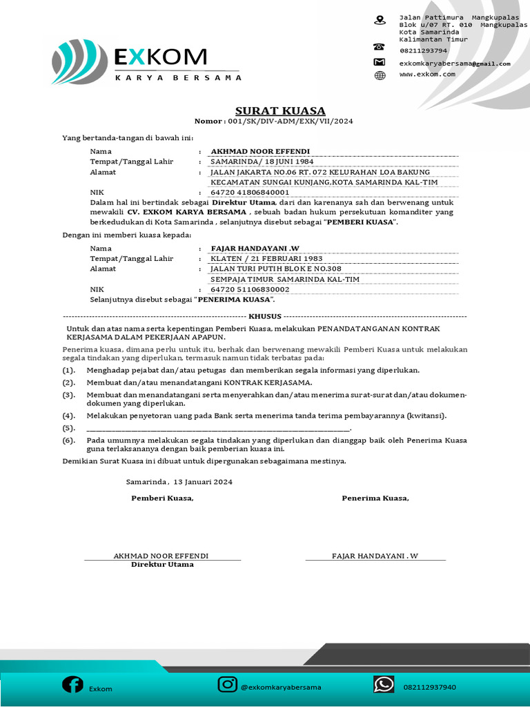 SURAT KUASA FAJAR ANSAF | PDF