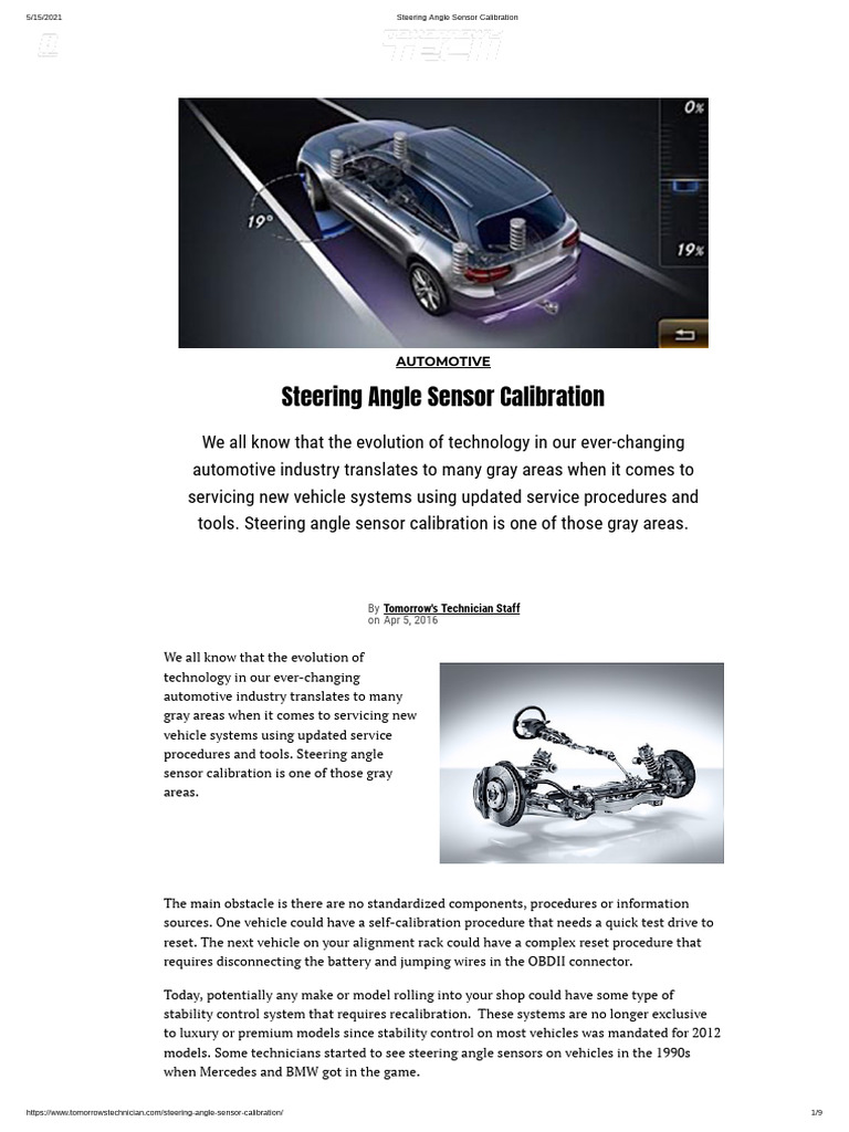 Steering Angle Sensor Calibration | PDF | Accelerometer | Calibration