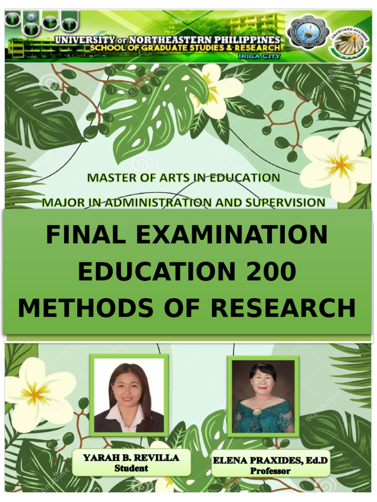Front Page. Methods of Research 1 | PDF