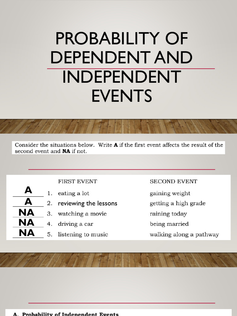 Probability of Dependent and Independent Events | PDF