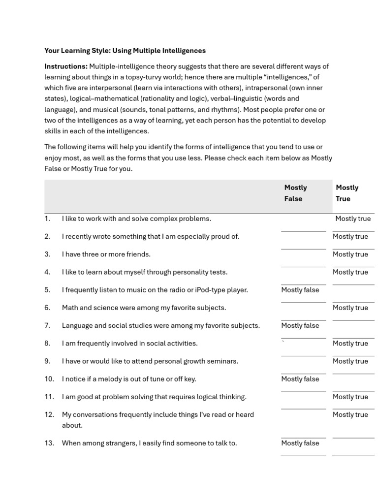 Discover Your Learning Intelligences | PDF | Human Communication ...