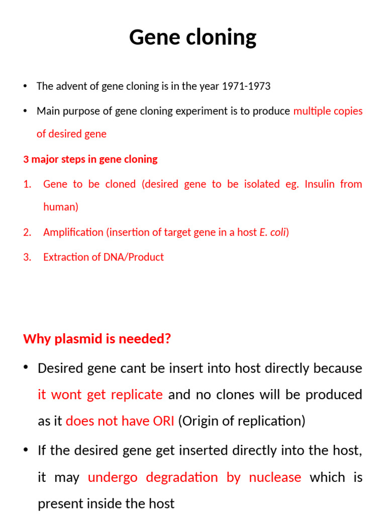 Steps in Gene Cloning | PDF | Molecular Cloning | Plasmid