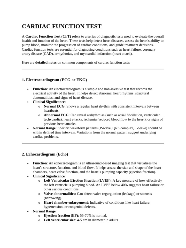 CARDIAC FUNCTION TEST | PDF | Heart | Electrocardiography