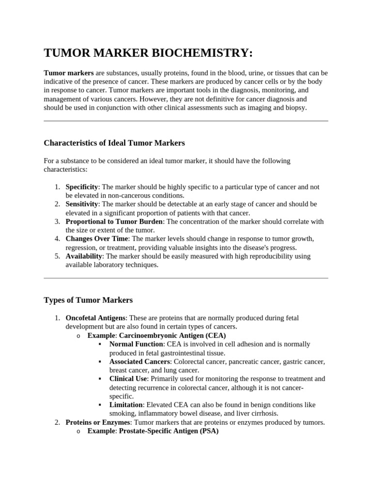 Tumor Marker Biochemistry | PDF | Cancer | Biomarker