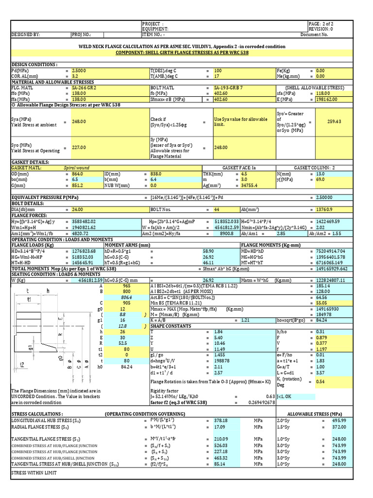Flange Stress Calculations per WRC 538 | PDF | Mechanical Engineering ...