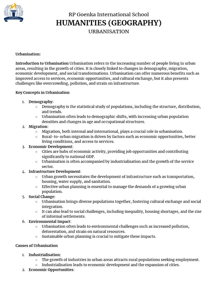 Urbanisation Grade 8 Pdf Urbanization Slum