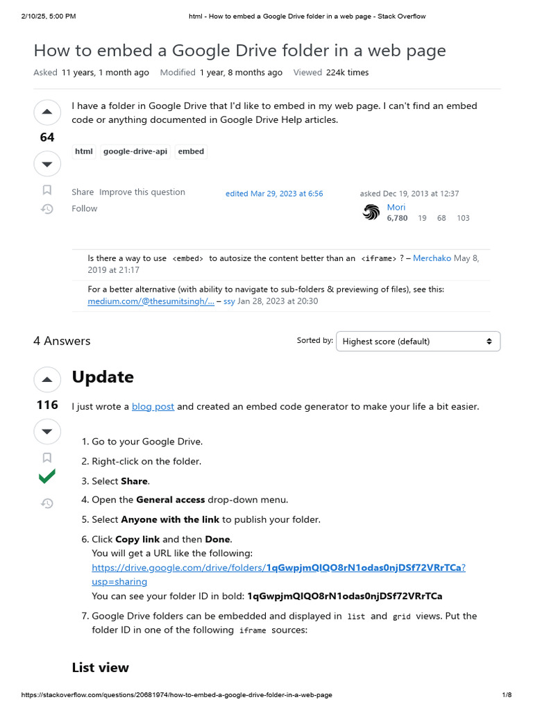 How To Embed A Google Drive Folder in A Web Page - Stack Overflow | PDF | World Wide Web ...