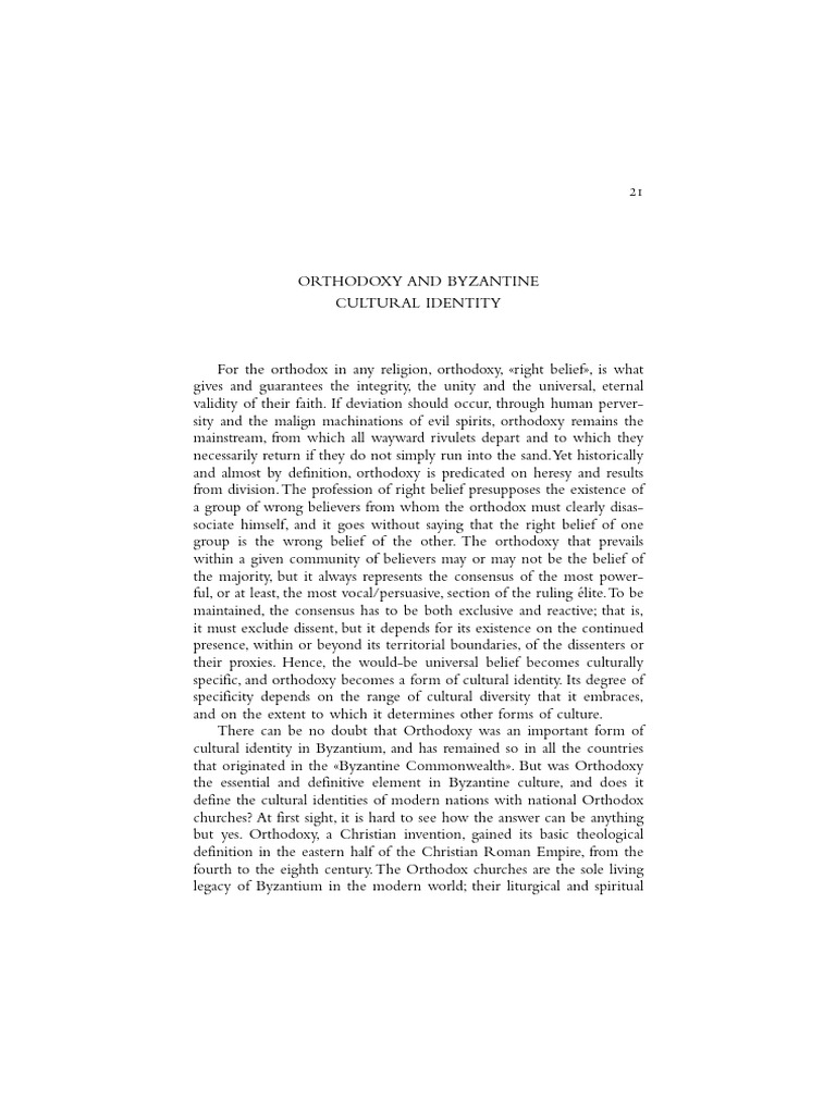 Orthodoxy's Role in Byzantine Identity | PDF | Eastern Orthodox Church ...