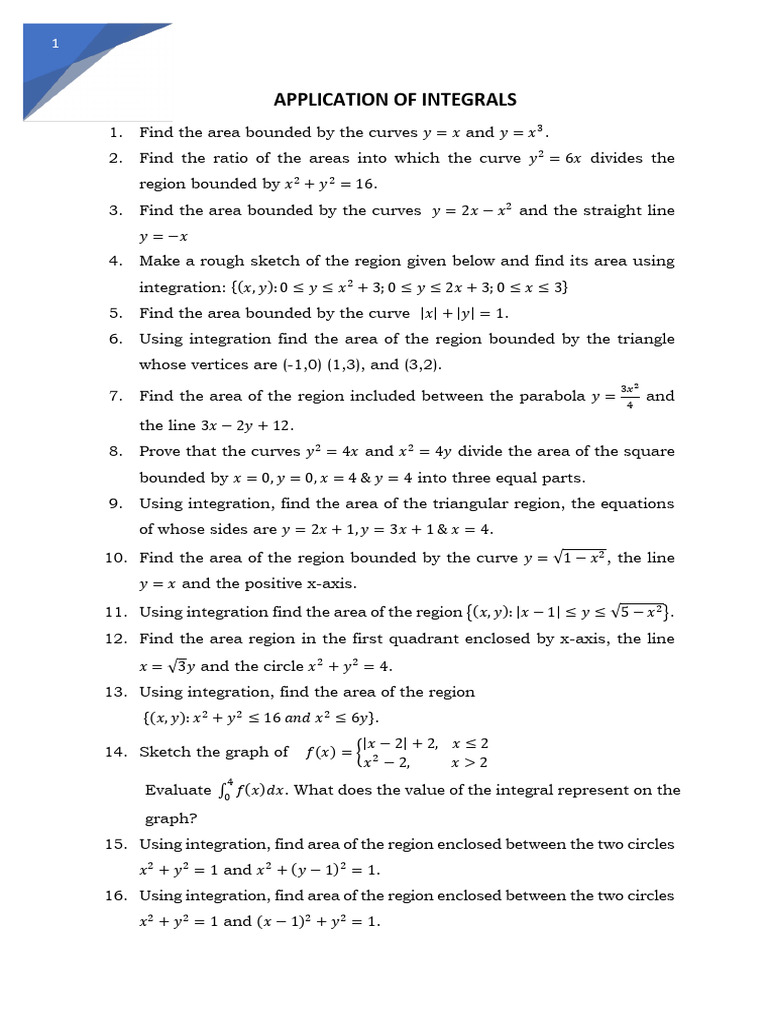 Application of Integrals | PDF | Area | Integral