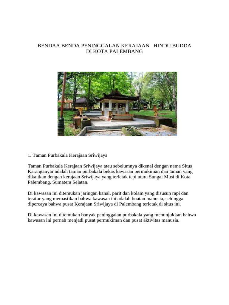 Bendaa Benda Peninggalan Kerajaan Hindu Budda | PDF