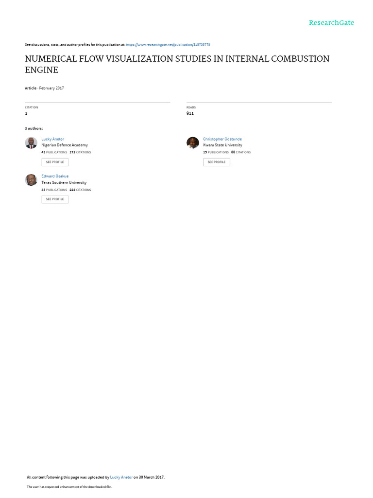 Numerical Flow Visualization Studies in Internal Combustion Engine | PDF | Turbulence | Fluid ...