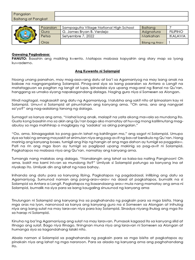 Q1 Ikatlong Linggo (Gawain 1) | PDF