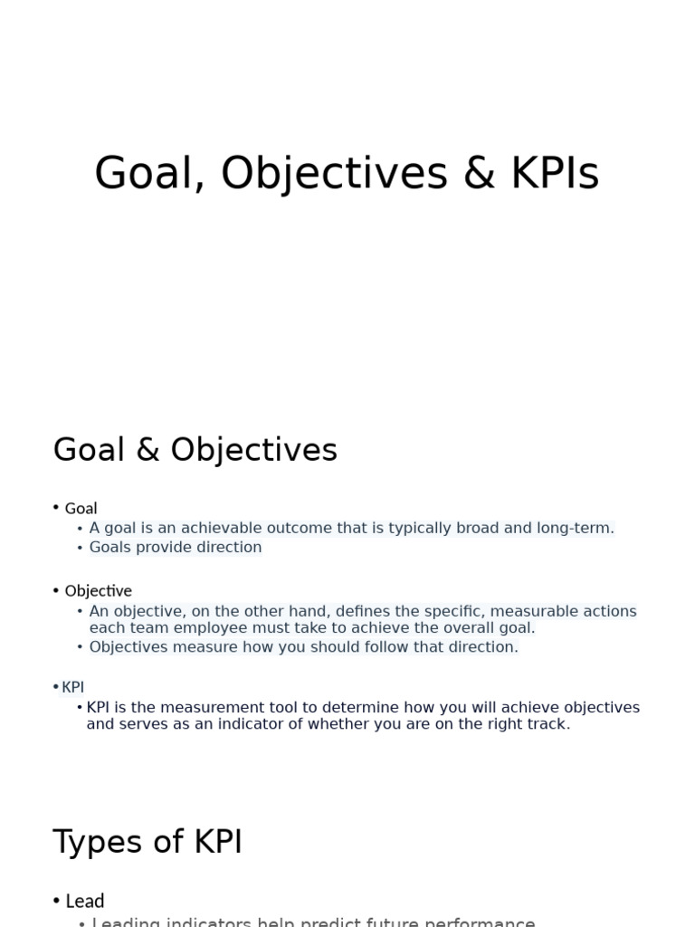 Goal, Objectives & KPIs | PDF