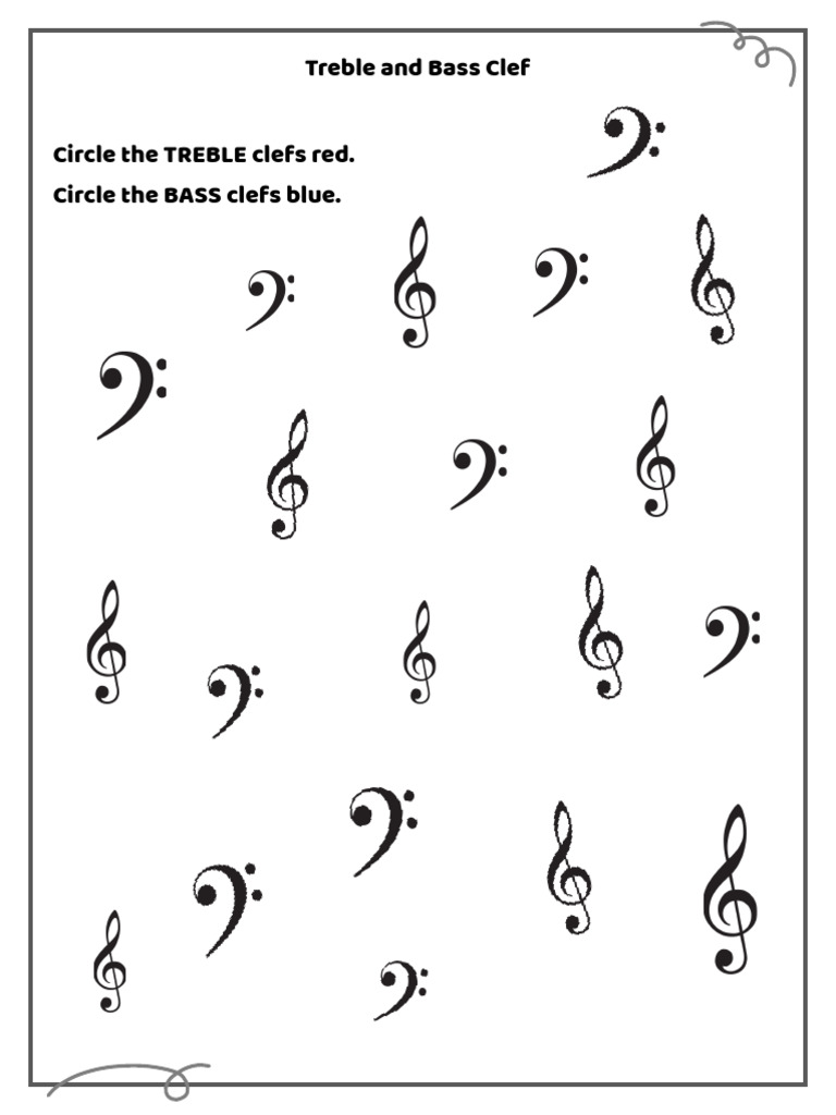 Treble clef worksheet | PDF