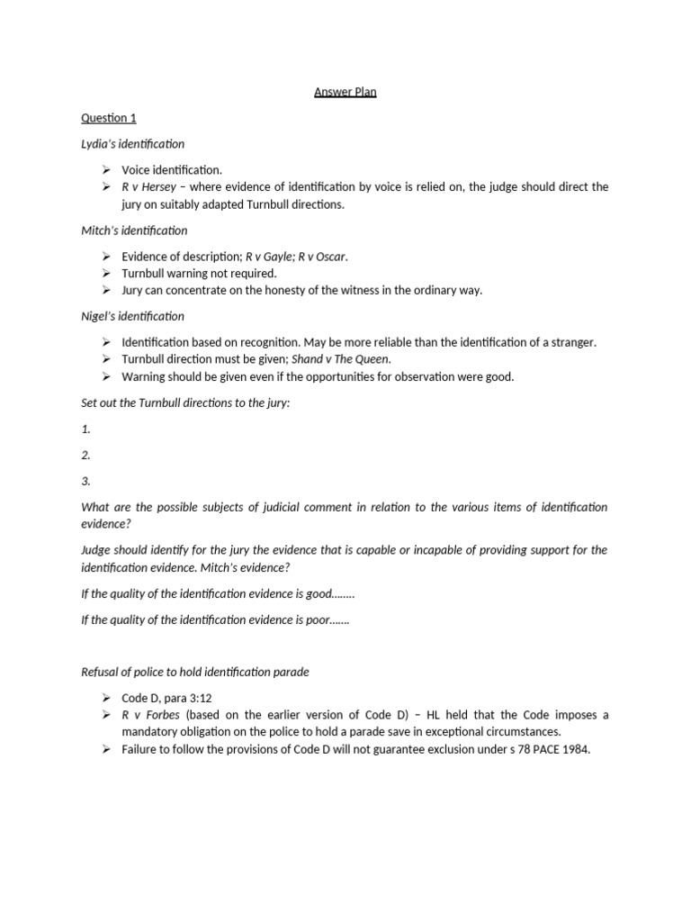 Answer Plan | PDF | Criminal Justice | Crime & Violence