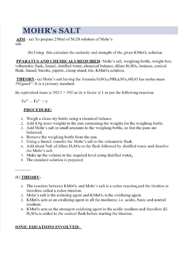 Mohr Salt | PDF