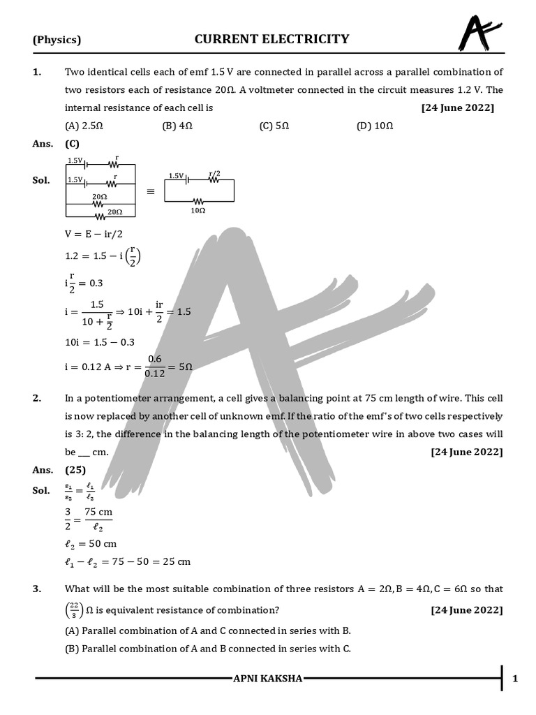 Current Electricity 1 | PDF | Voltage | Series And Parallel Circuits