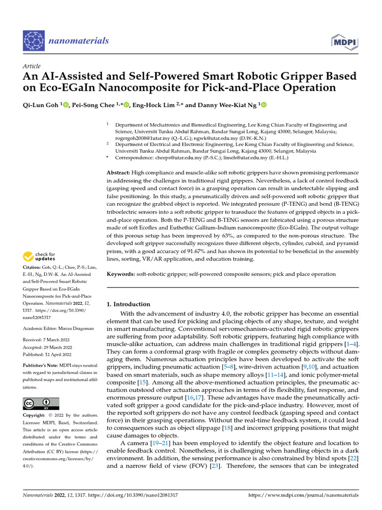 An AI-Assisted and Self-Powered Smart Robotic Gripper Based On Eco ...