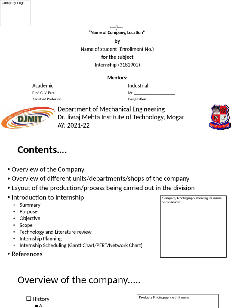 Internship Proposal for Mechanical Engineering | PDF
