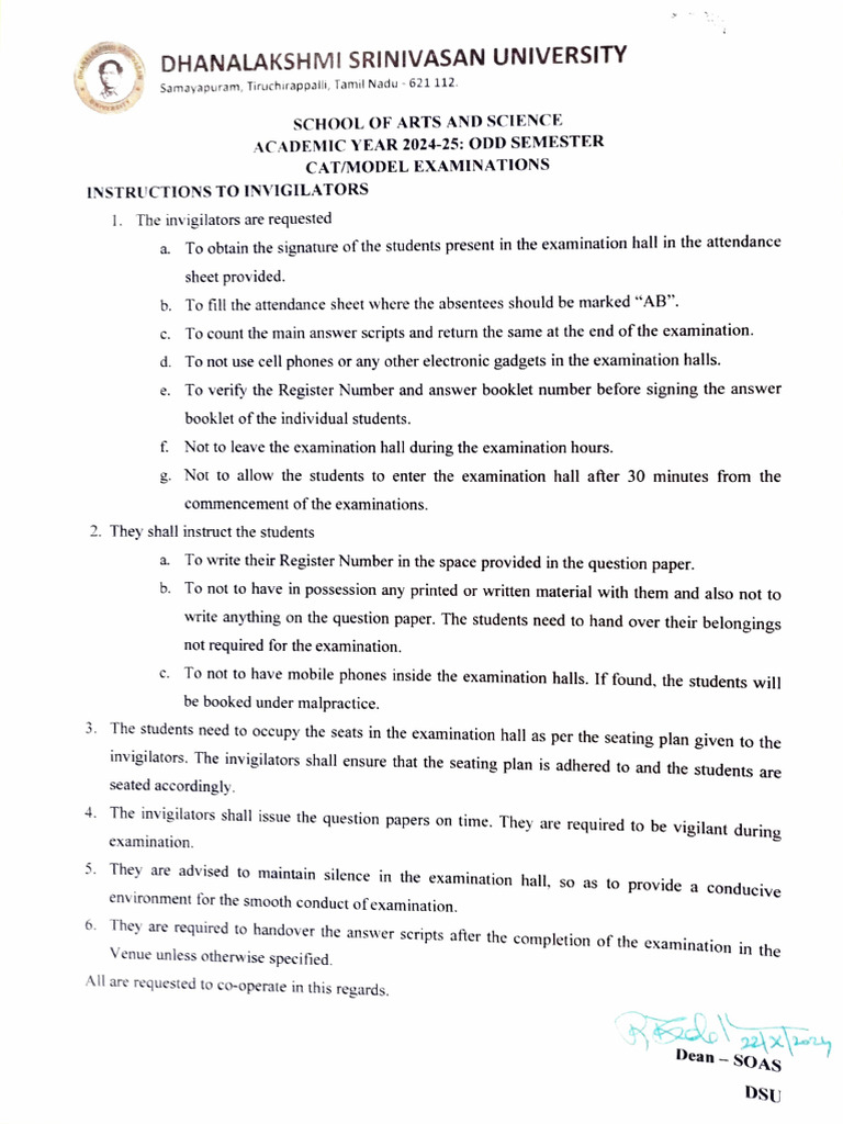Invigilator Instructions | PDF